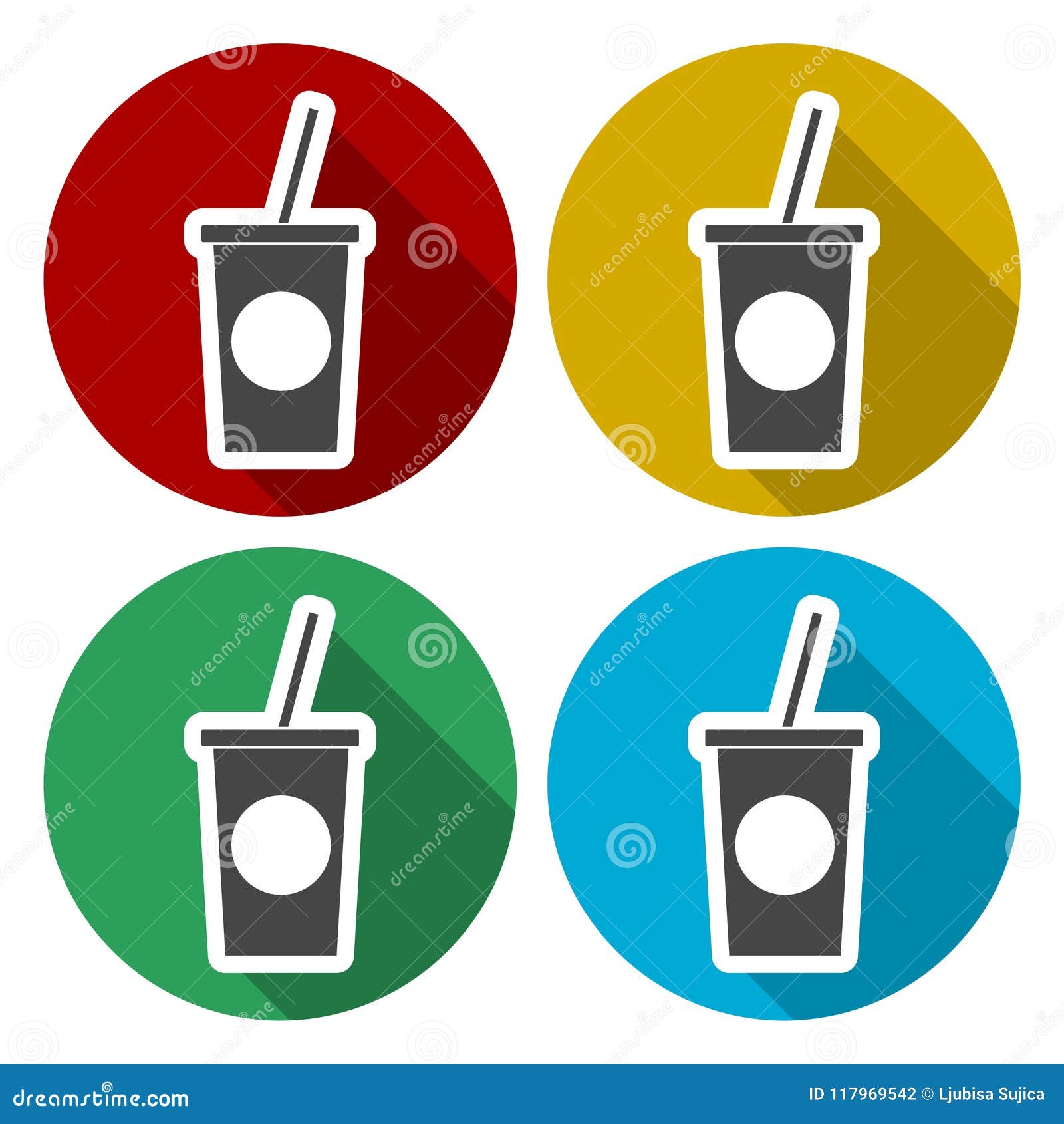 Soft Drink Icons Set with Long Shadow Stock Vector - Illustration of ...