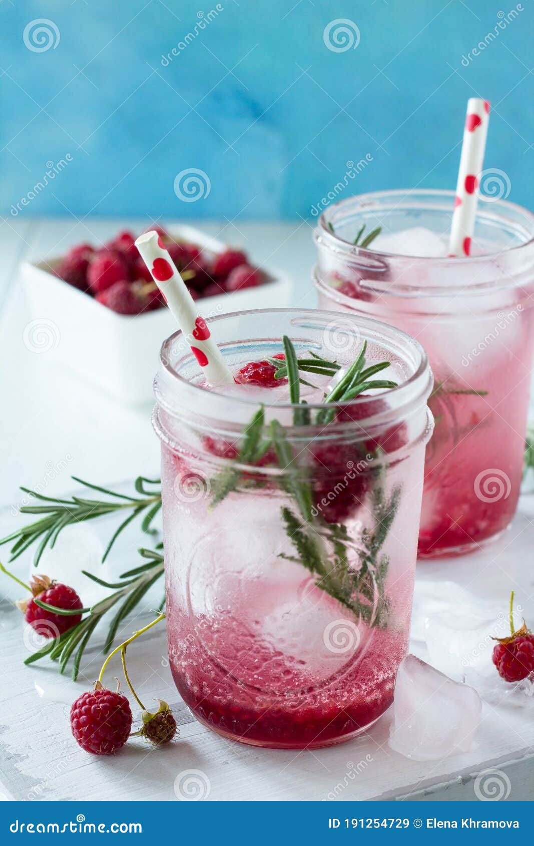 SOFT DRINKS. Refreshing Summer Drink Raspberry with Rosemary and Ice ...