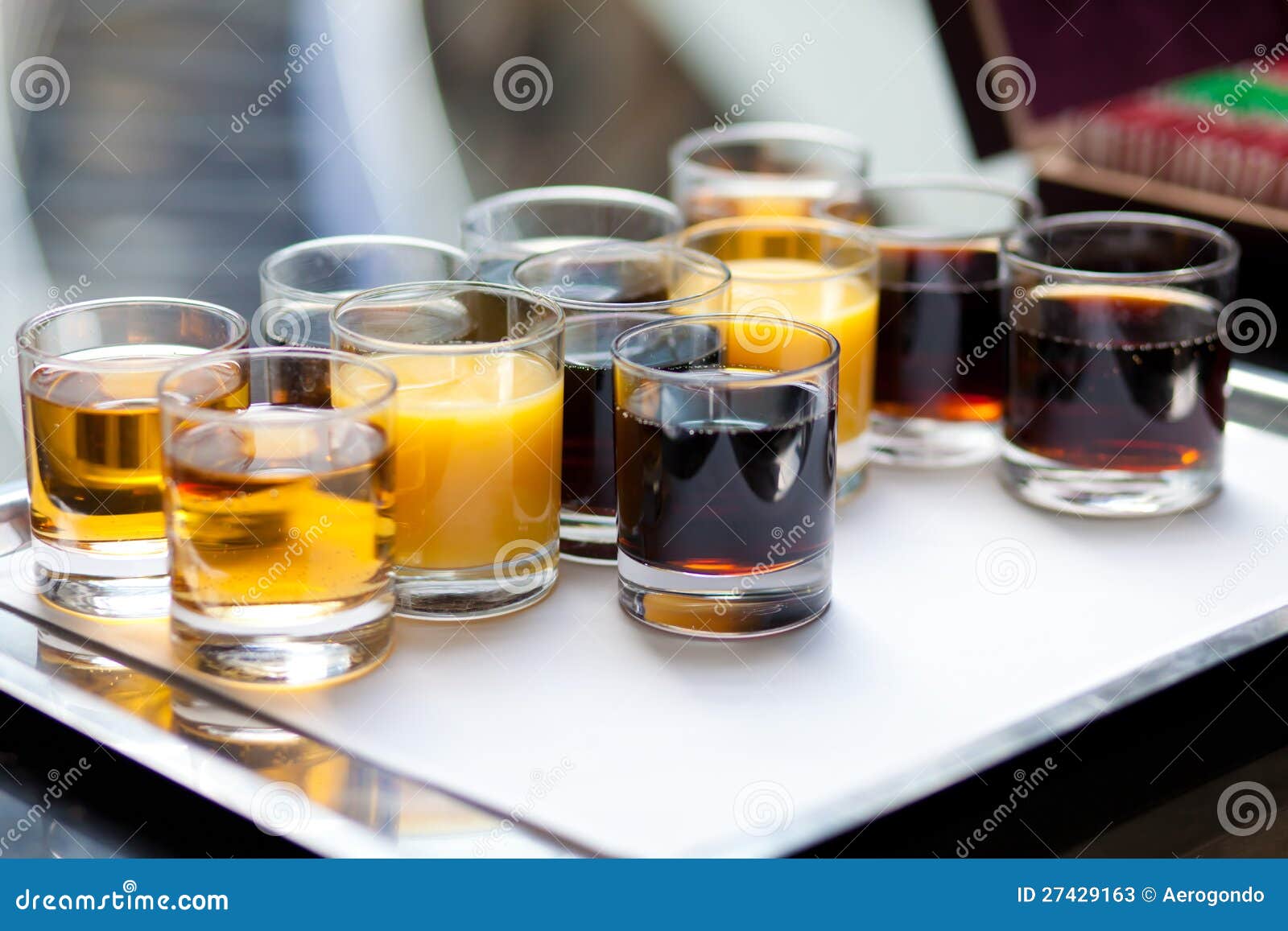 Soft drinks on tray stock image. Image of nonalcoholic - 27429163
