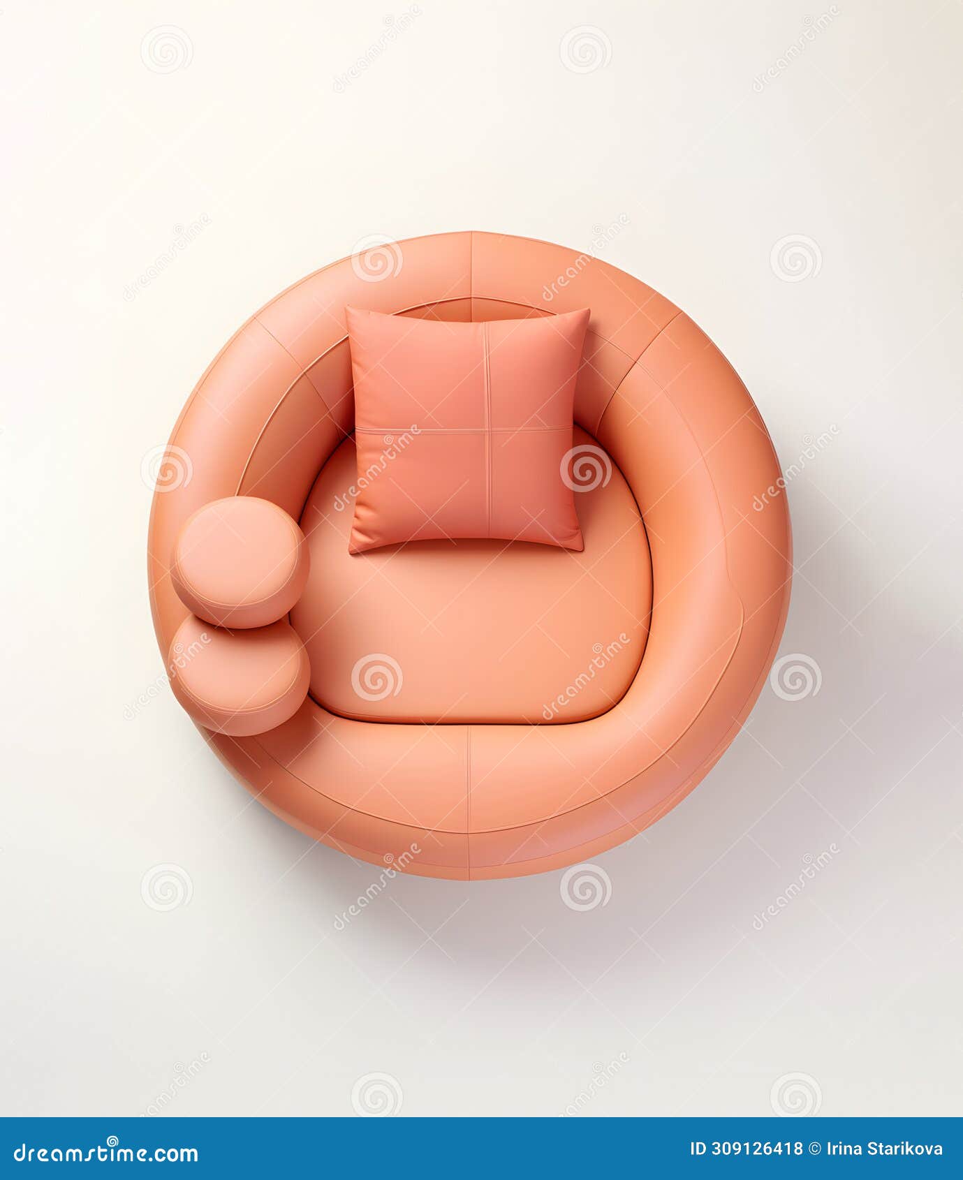 Empty Peach-colored Sofa Stands on White Isolated Background ...