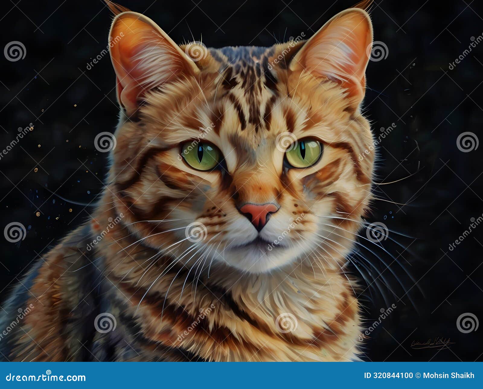 Ethereal Tabby Cat in Watercolor Stock Illustration - Illustration of ...