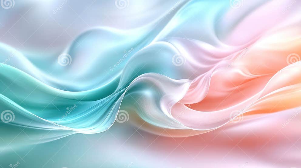 Soft, Flowing Abstract Fabric Waves in Pastel Colors Create a Serene ...