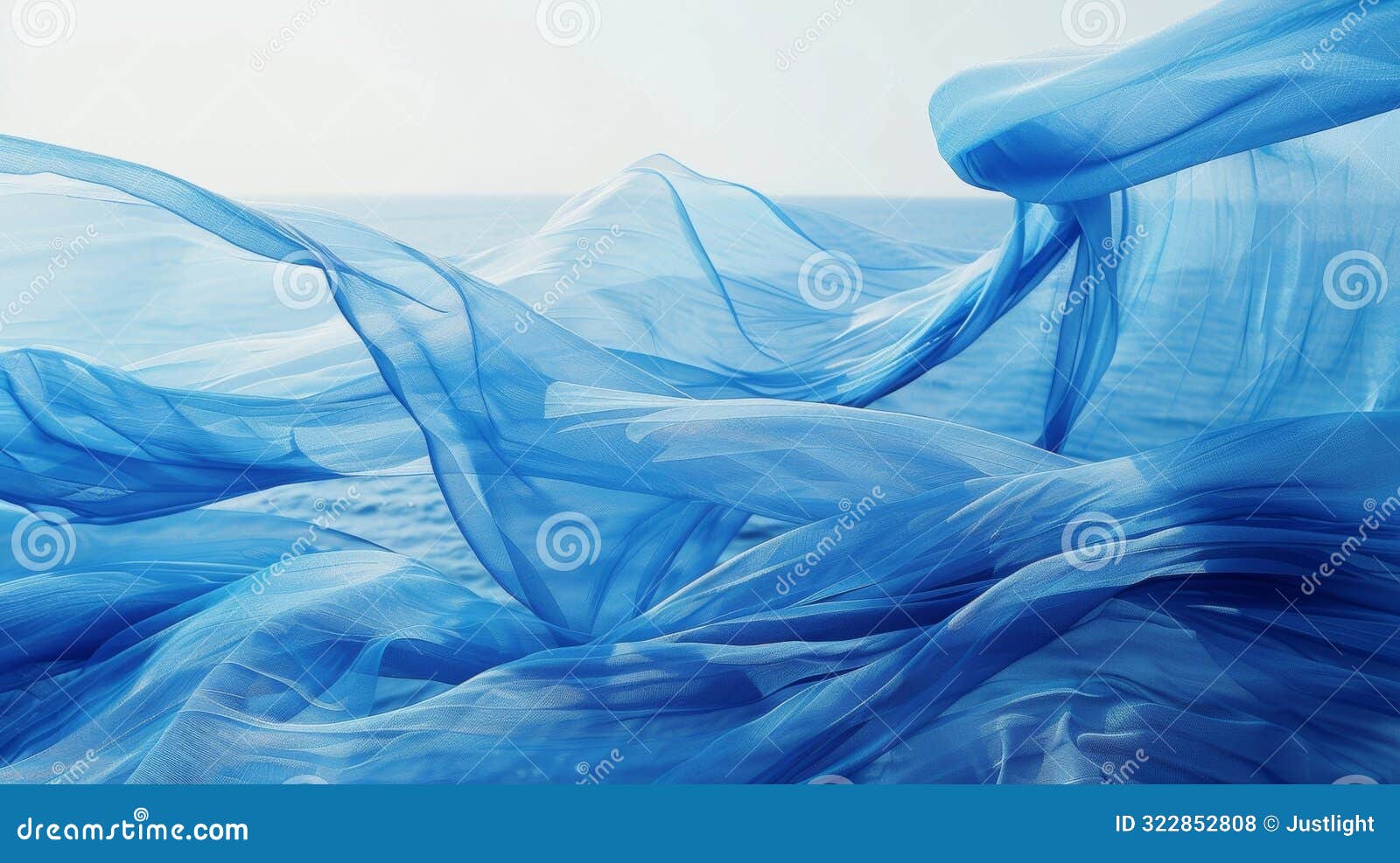 Soft and Flowing Blue Fabric Cascading Down from the Ceiling Giving the ...
