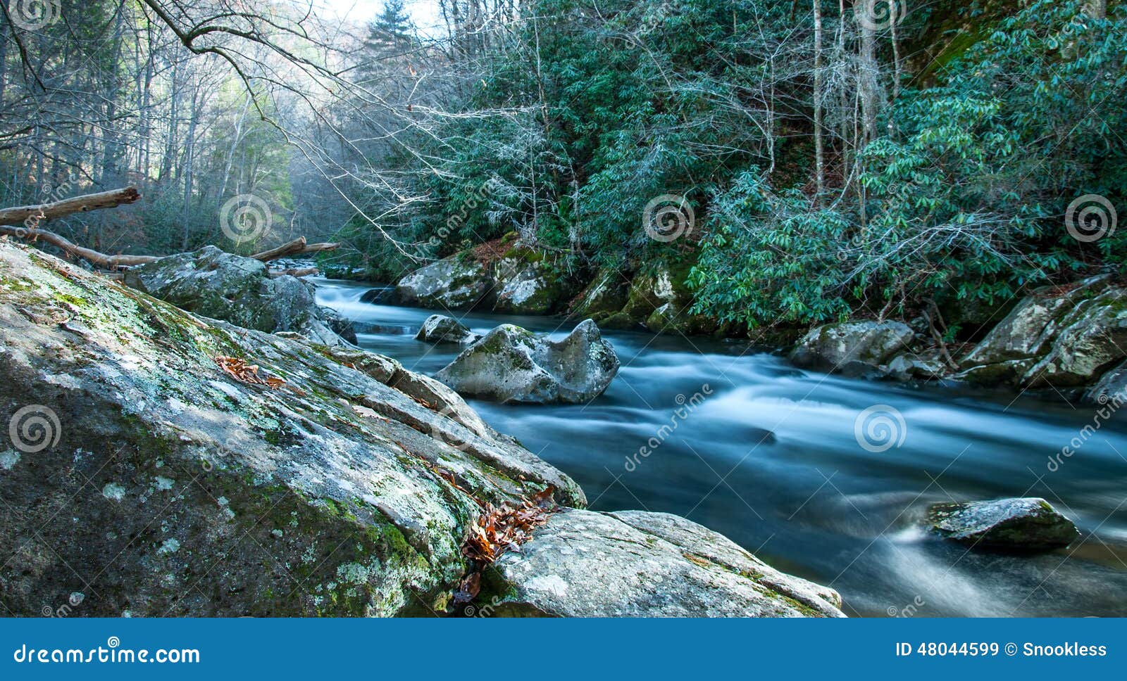 Soft Flowing River with Rocks Stock Image - Image of soft, mountains ...