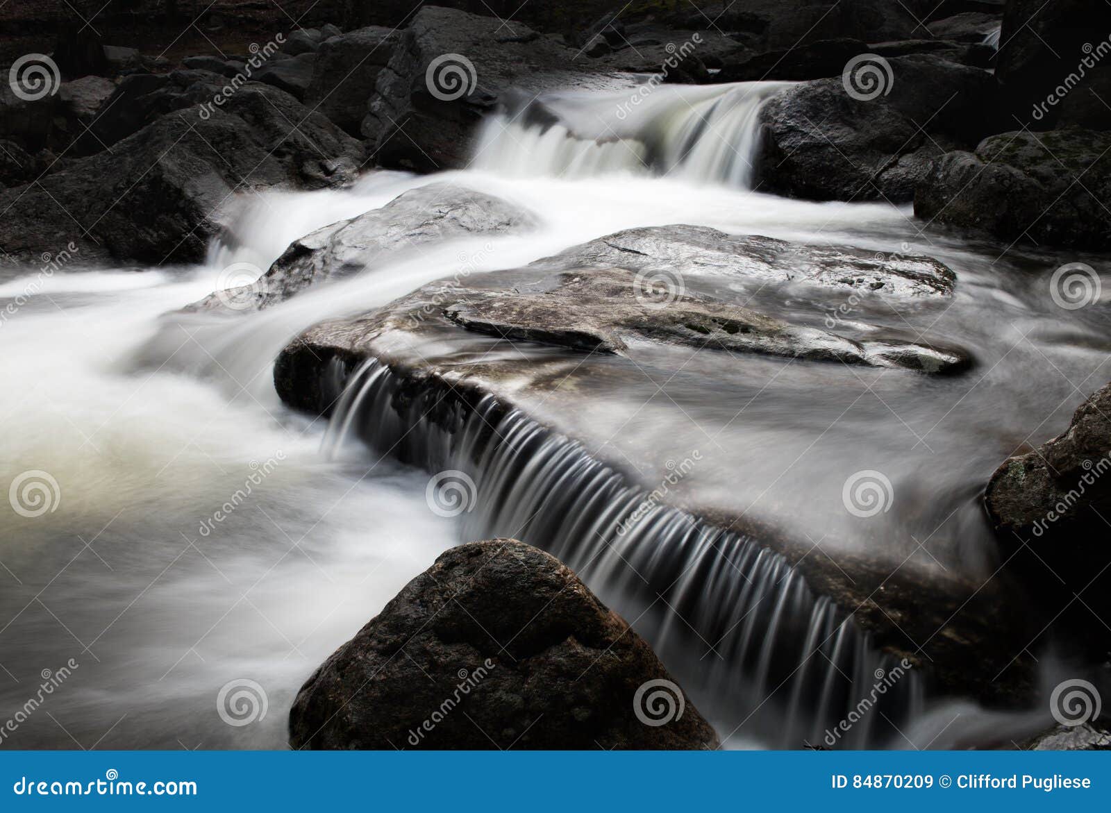Flowing Stream stock image. Image of waterfall, white - 84870209