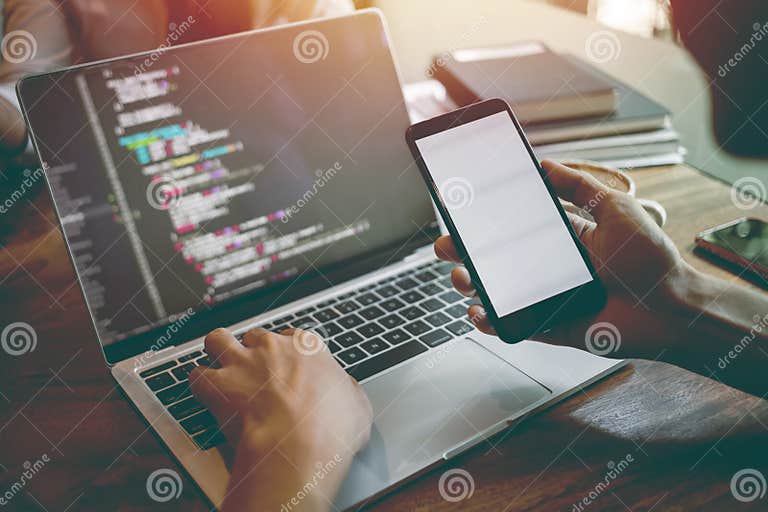 Soft Focus Blur Developer Programming And Coding Technology Smartphone And Computer Website