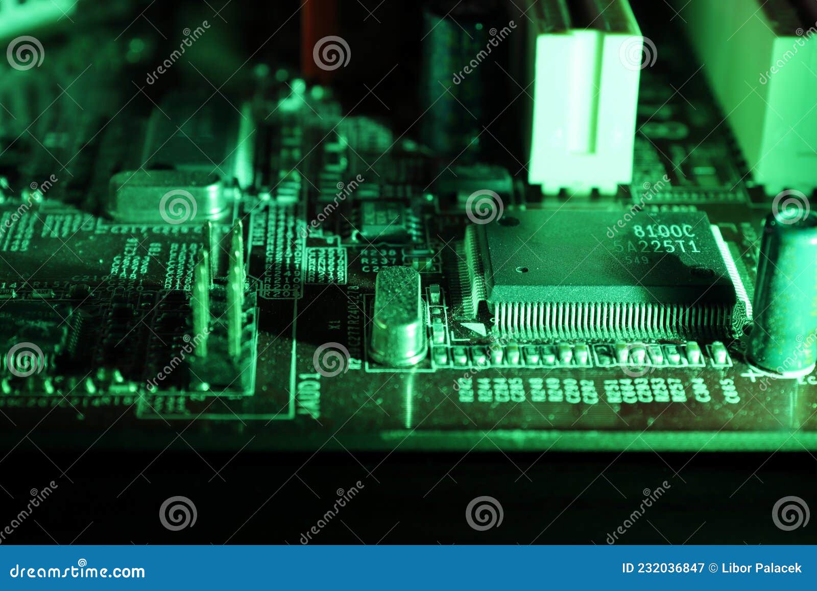 Soft Focus. Concept of Micro Chips in Green Backlight. Detail of ...