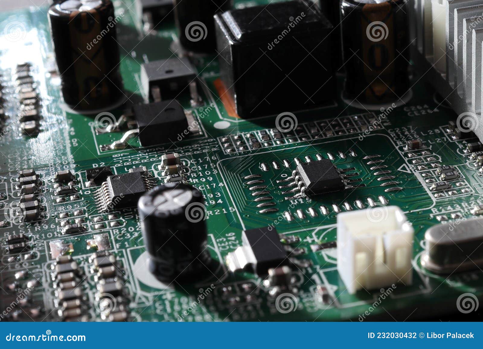 Soft Focus. Detail of Microchips on an Electronic Circuit Board ...