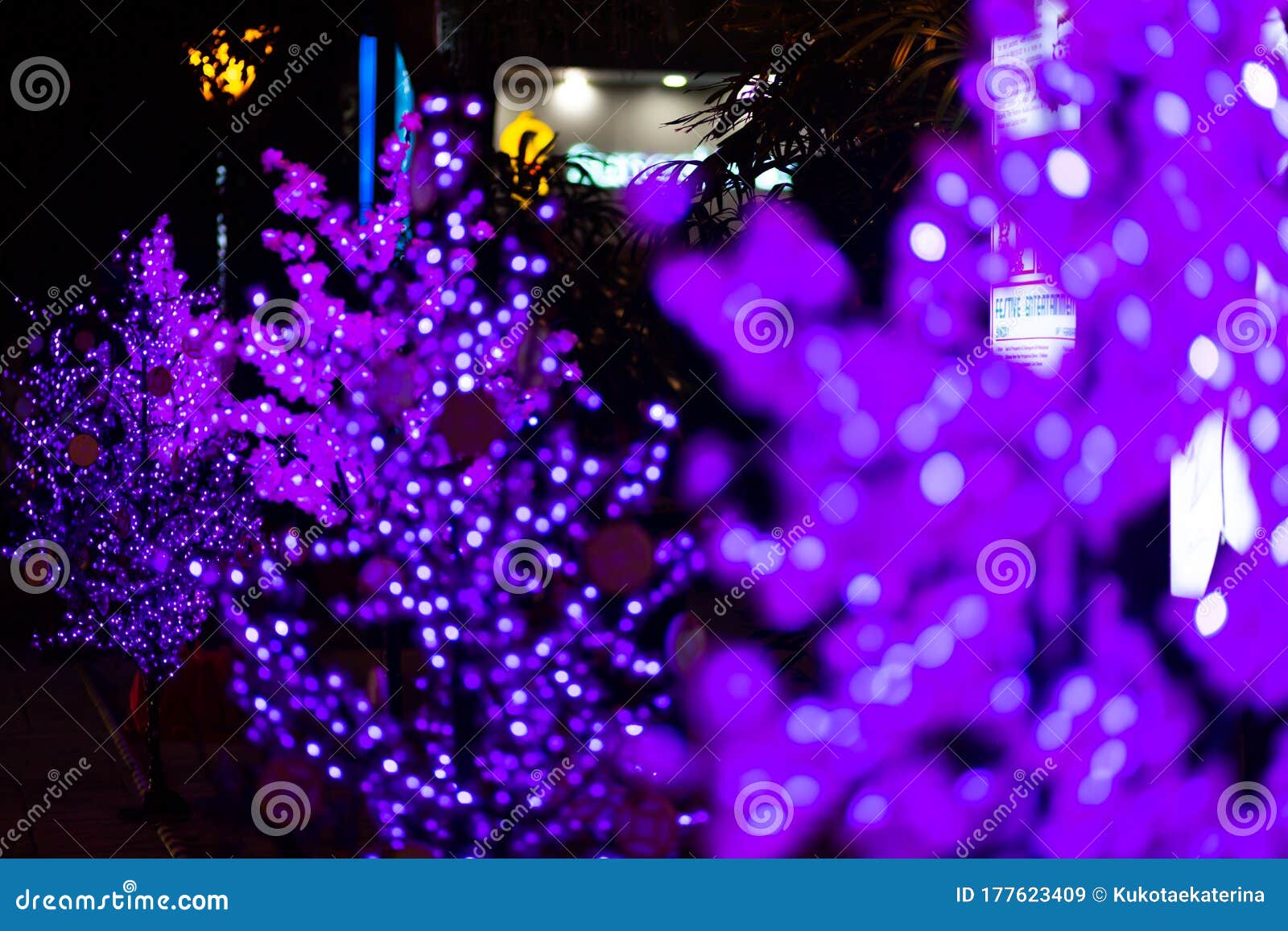 Soft Focus, Lights Festive Decorations of City Streets Stock Image ...