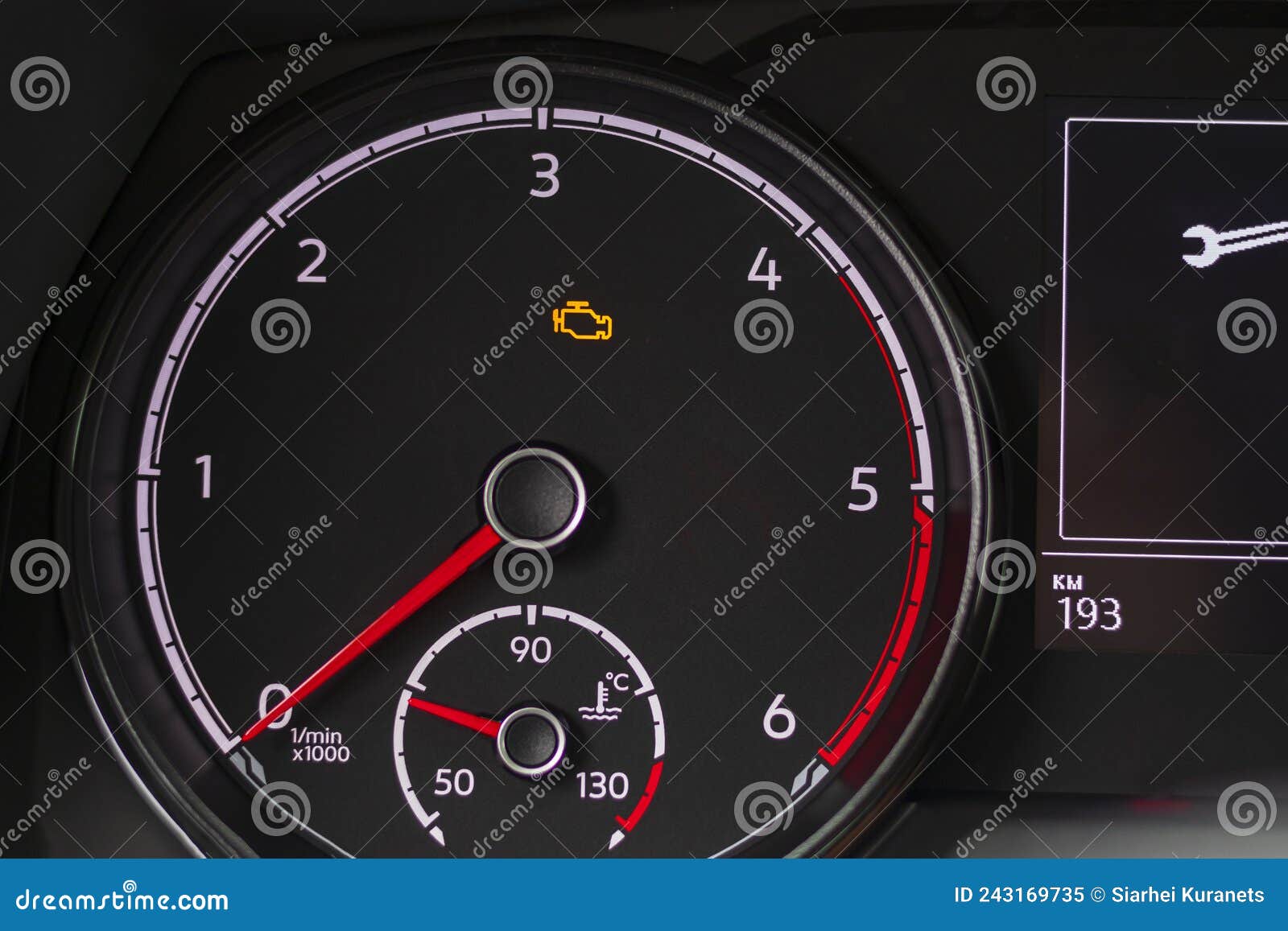 Soft Focus. Natural Light. the Dashboard. the Indicator is Lit, the ...