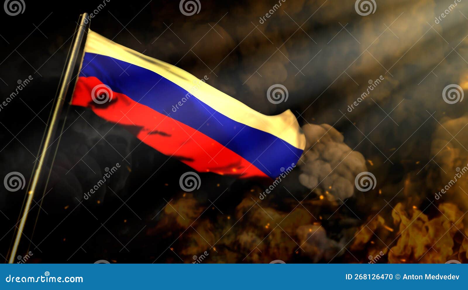 Soft Focus Russia Flag on Smoke with Sun Rays Background - Problems ...