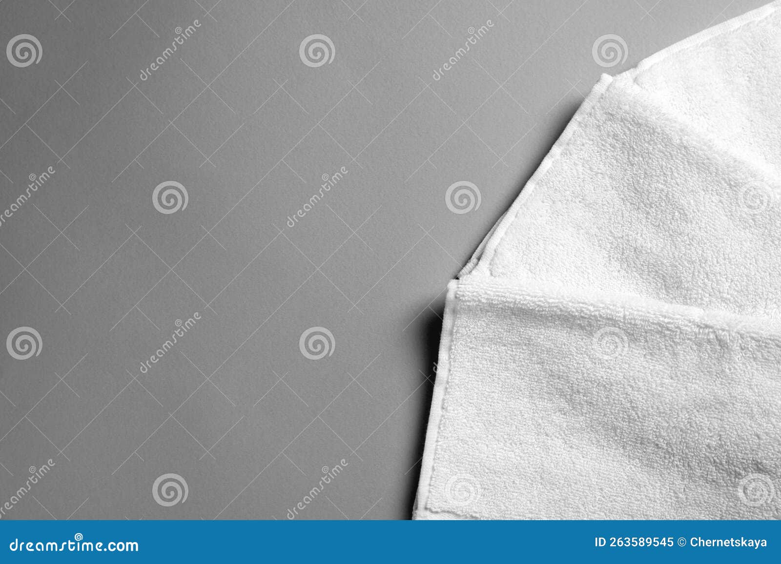 Soft Folded White Towels on Light Grey Background, Flat Lay. Space for ...