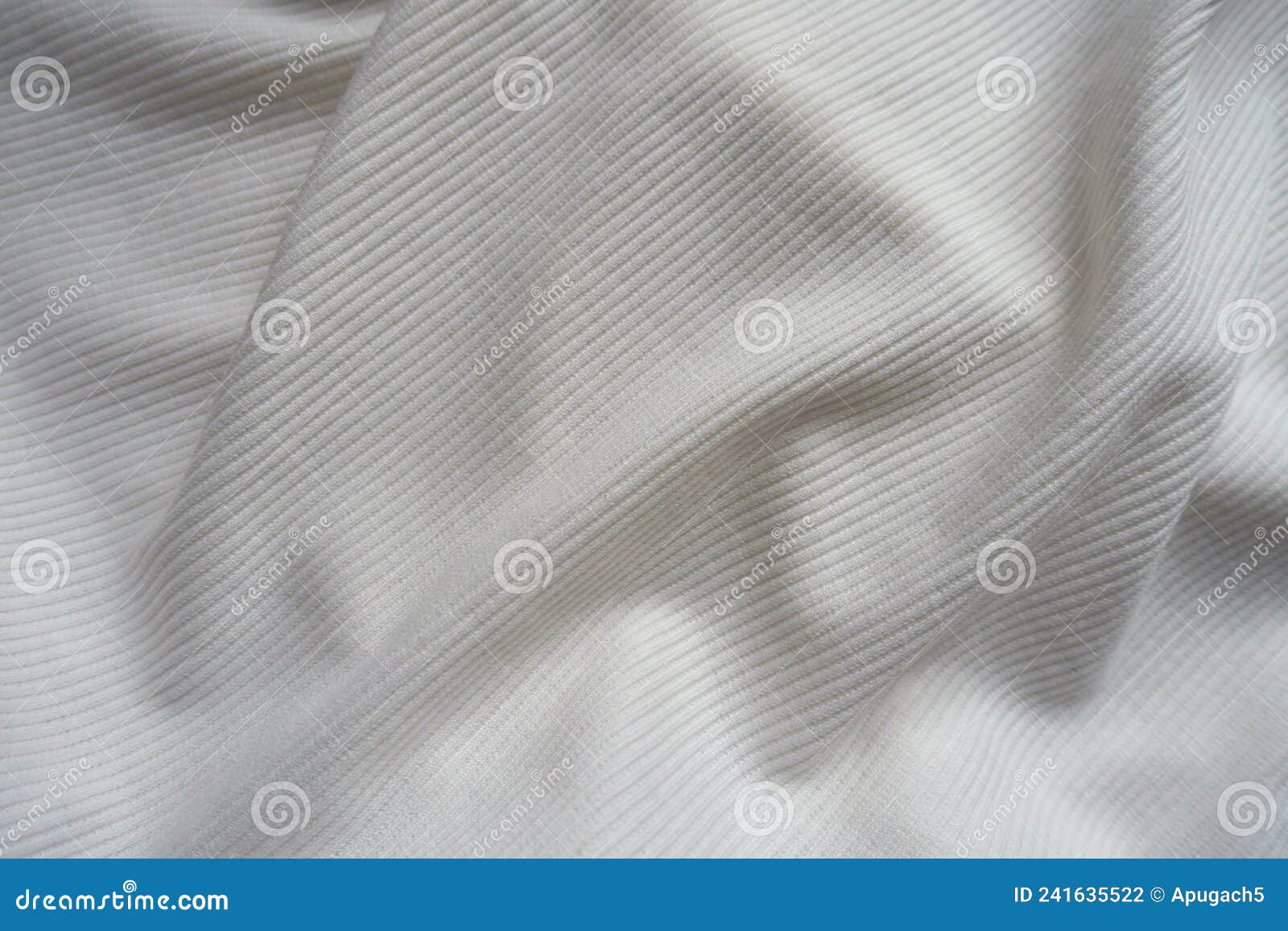 Soft Folds on White Cotton and Polyester Ribbed Fabric Stock Photo ...