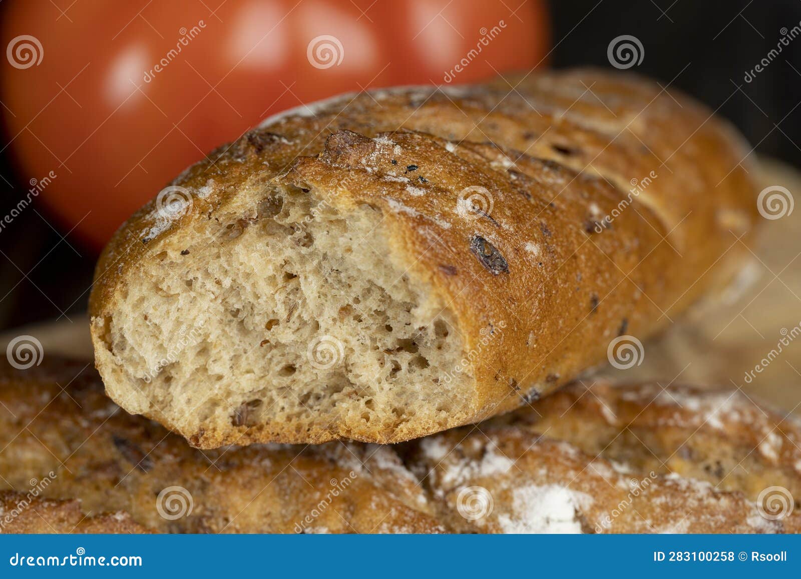 Soft Fresh Bread with the Addition of Various Grains and Cereals Stock ...