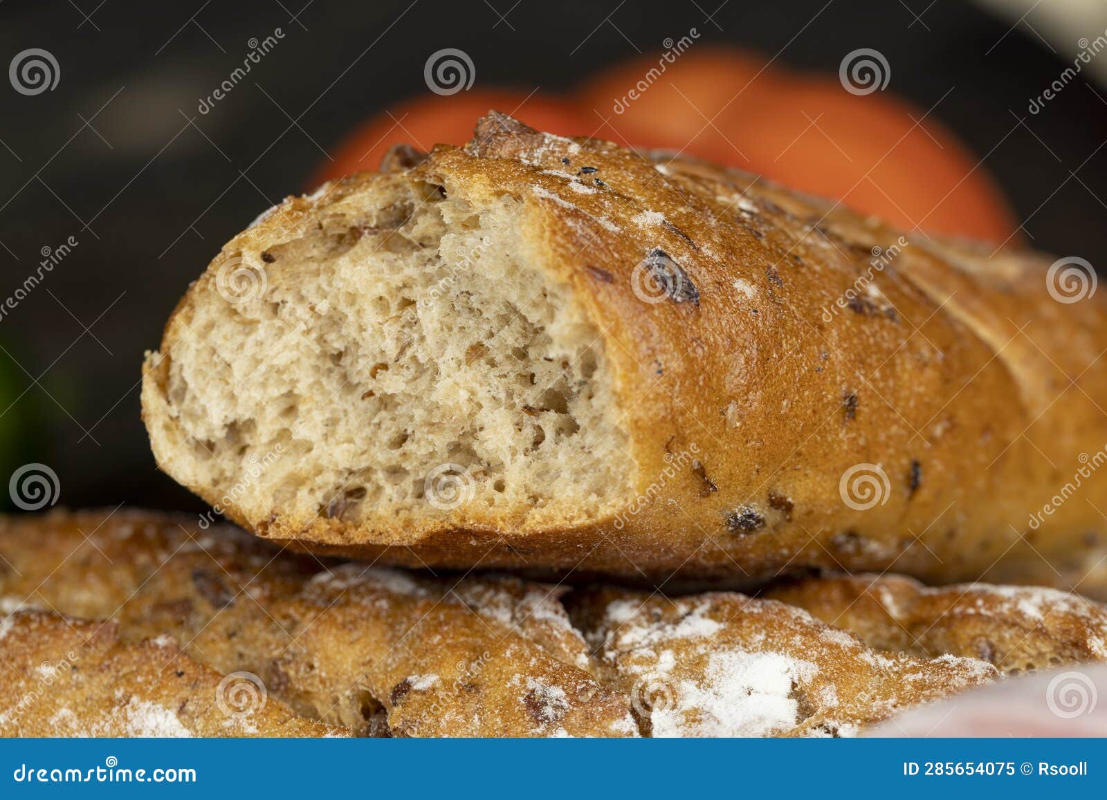 Soft Fresh Bread with the Addition of Various Grains and Cereals Stock ...
