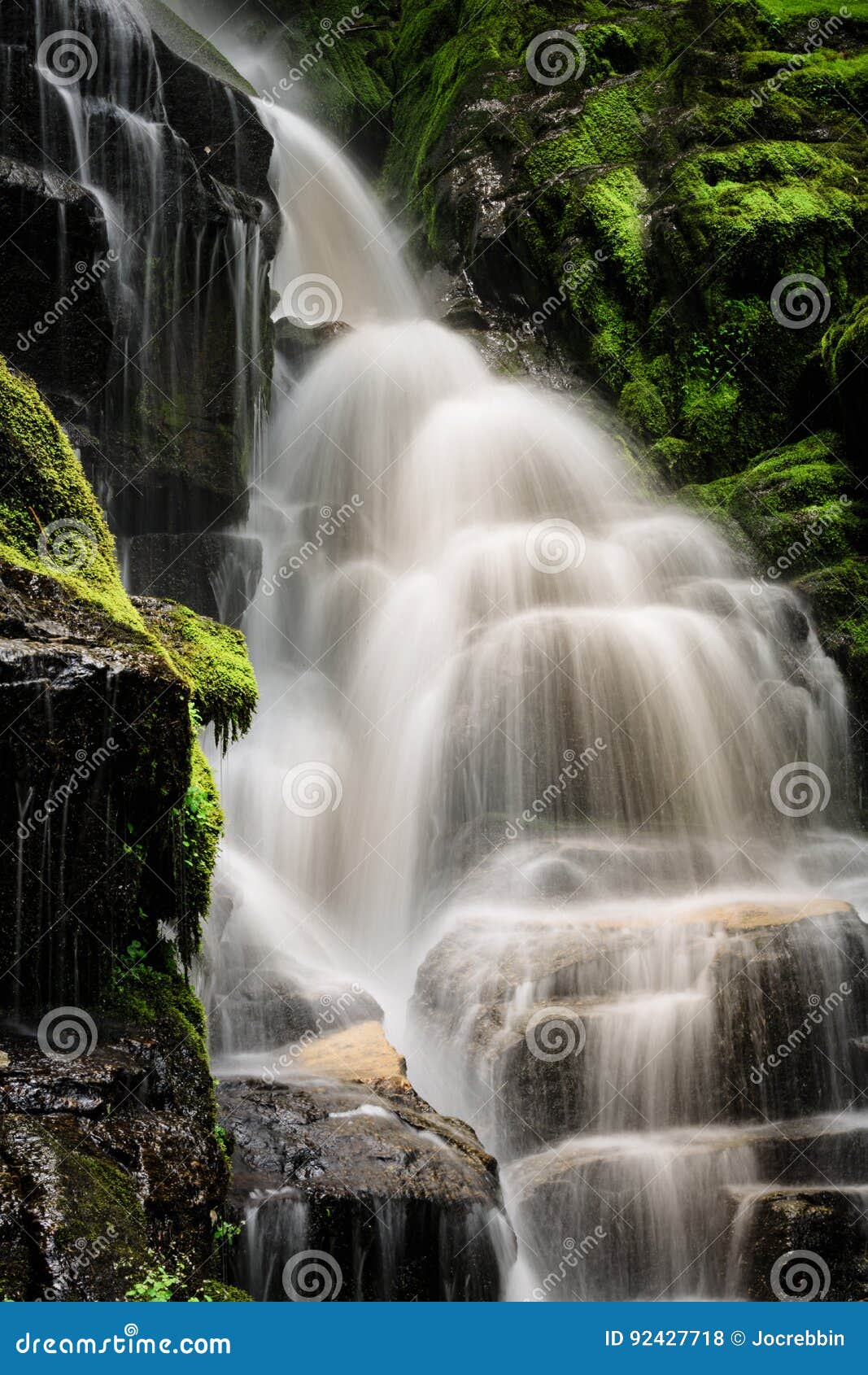 Soft Gentle Waterfall Flows in Mountains of North Carolina Stock Photo ...