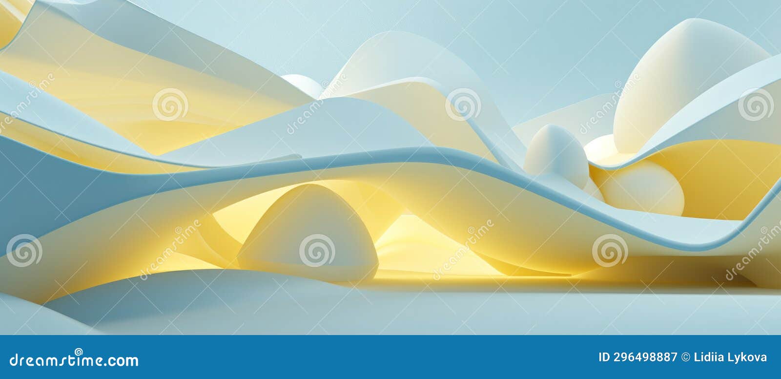 Soft Geometric Curves in Light Yellow, Creating a Smooth. AI Generative ...