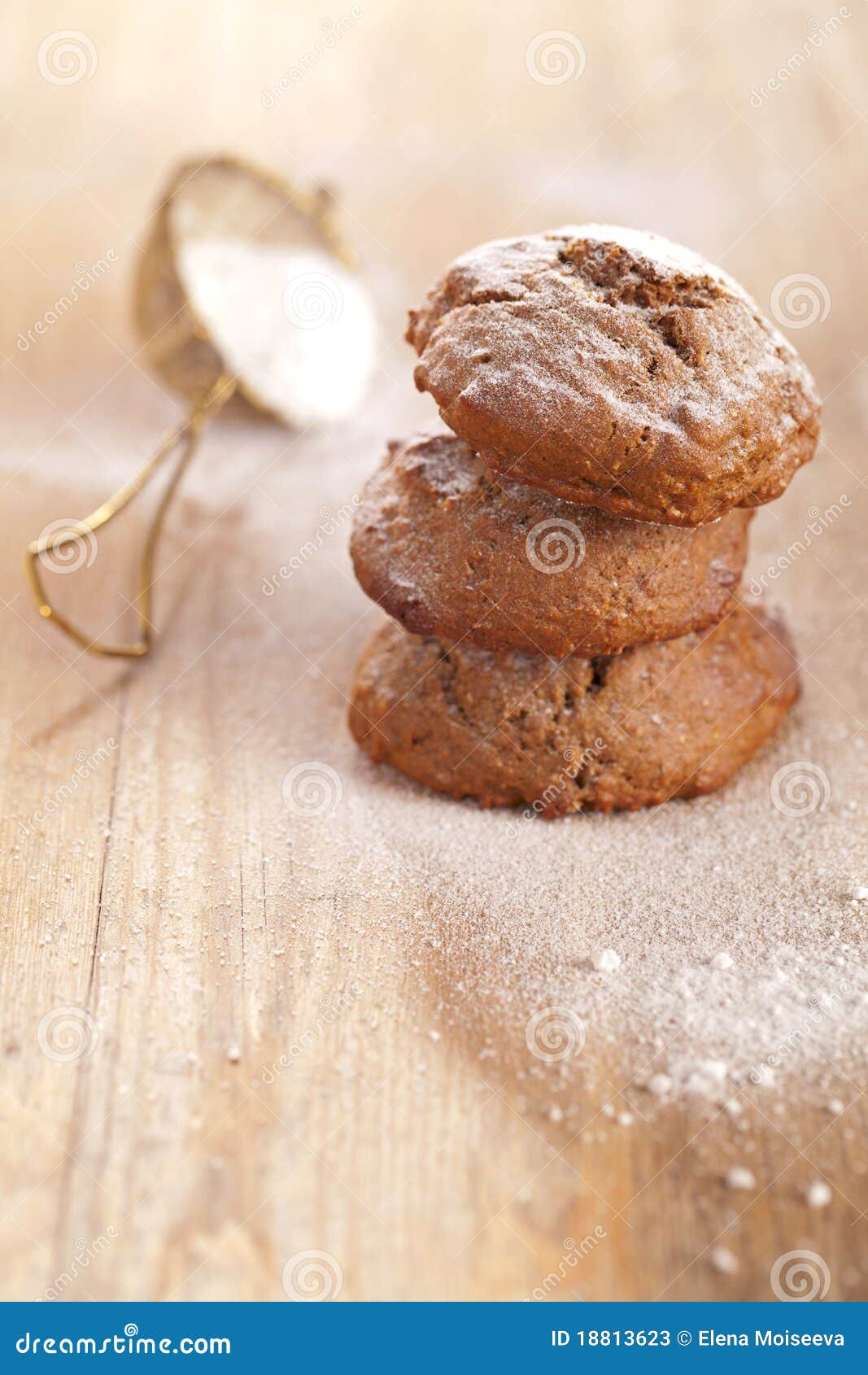 Soft Ginger Cookies Three Stacked and Dusted Stock Image - Image of ...