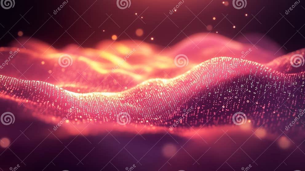 Soft Glowing Background with Streams of Binary Data in Subtle Wave ...