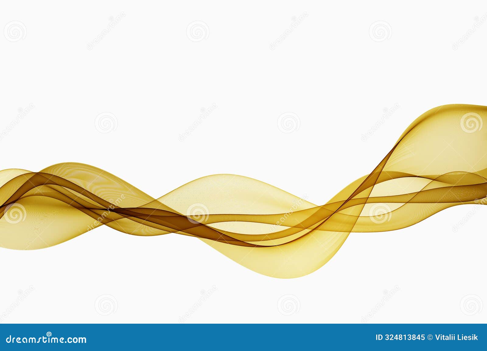 Soft Golden Wavy Lines. Abstract Golden Wave Flow Stock Image - Image ...