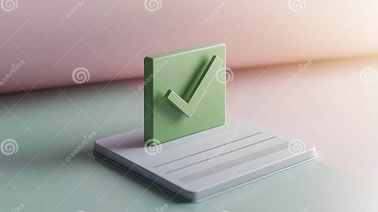 Soft Green Checkmark Symbol with Shadow Effect on a Subtle Background ...