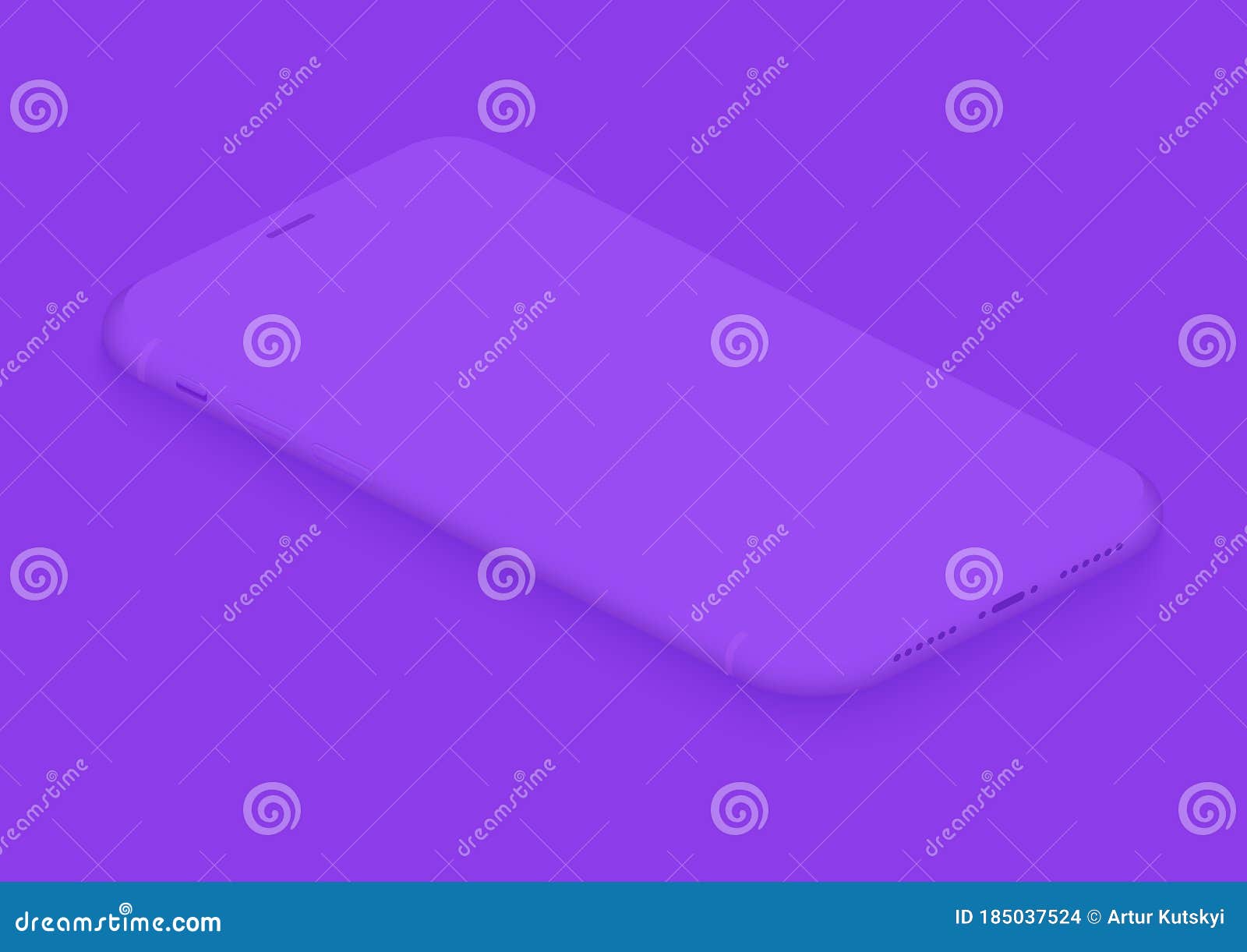 Soft Isometric Violet Vector Smartphone. 3d Realistic Empty Screen ...