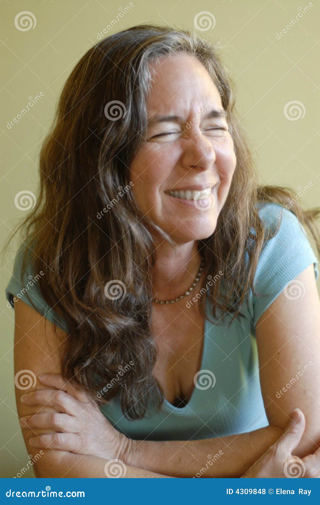 Soft Laughing Natural Woman Stock Photo - Image of white, focus: 4309848