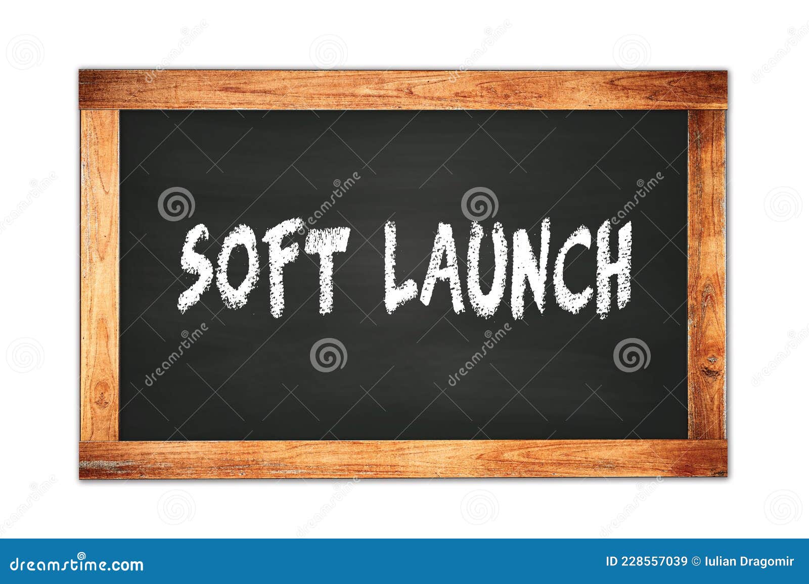 SOFT LAUNCH Text Written on Wooden Frame School Blackboard Stock ...
