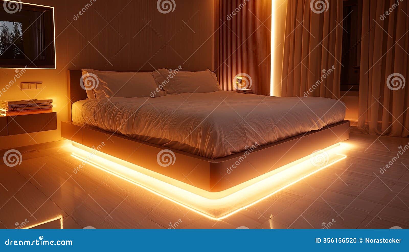 Soft LED Under-bed Lighting in a Minimalist Master Bedroom, Creating a ...