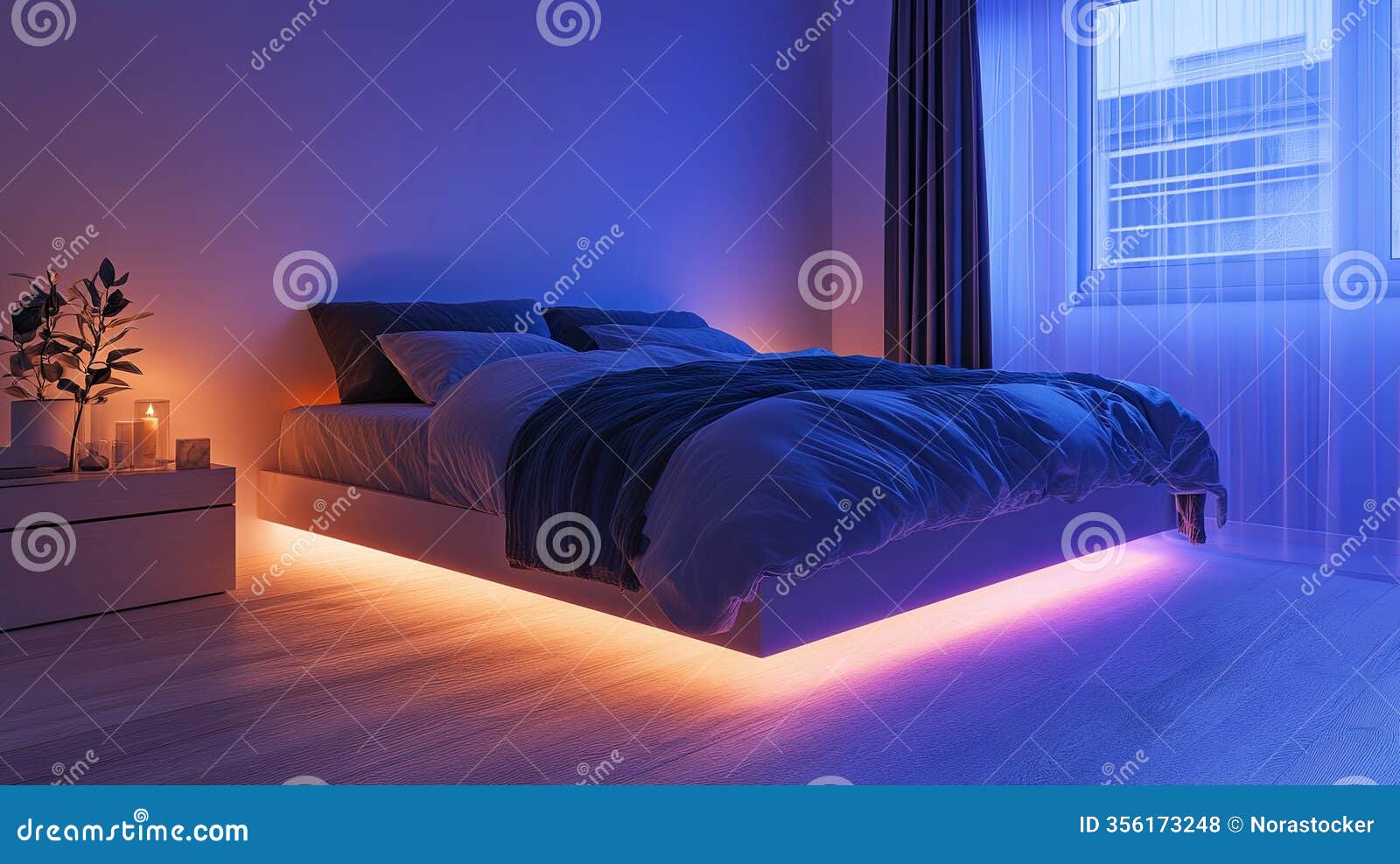 Soft LED Under-bed Lighting in a Minimalist Master Bedroom, Creating a ...