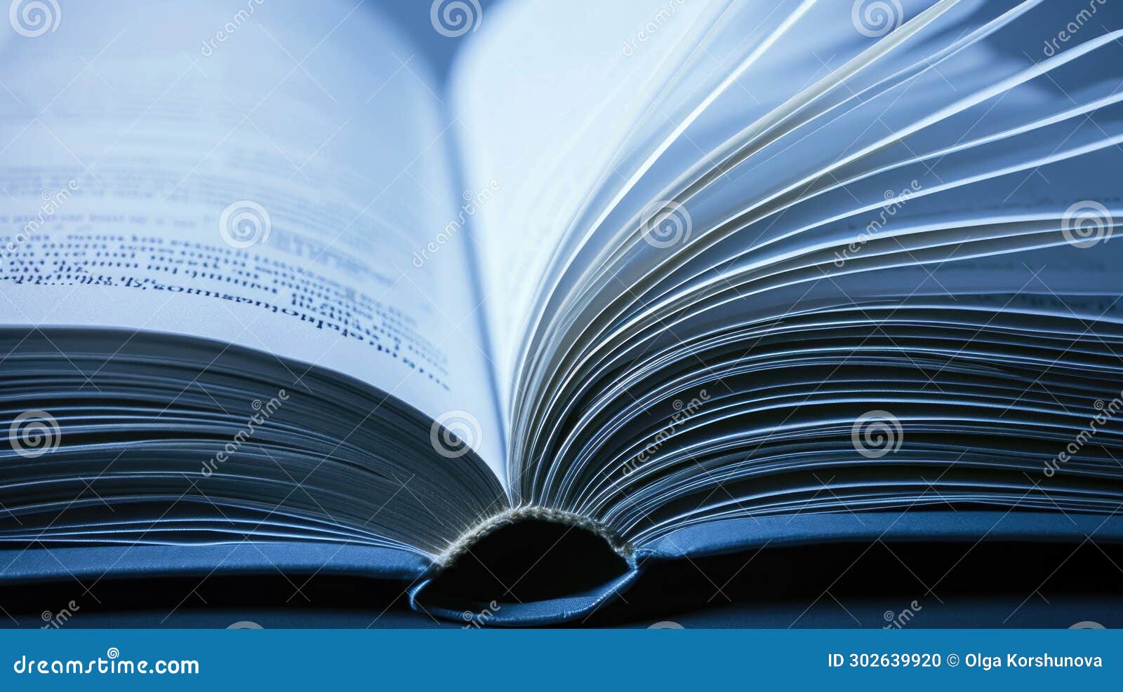Open Book with Blue Cover in Soft Light. Stock Photo - Image of letters ...