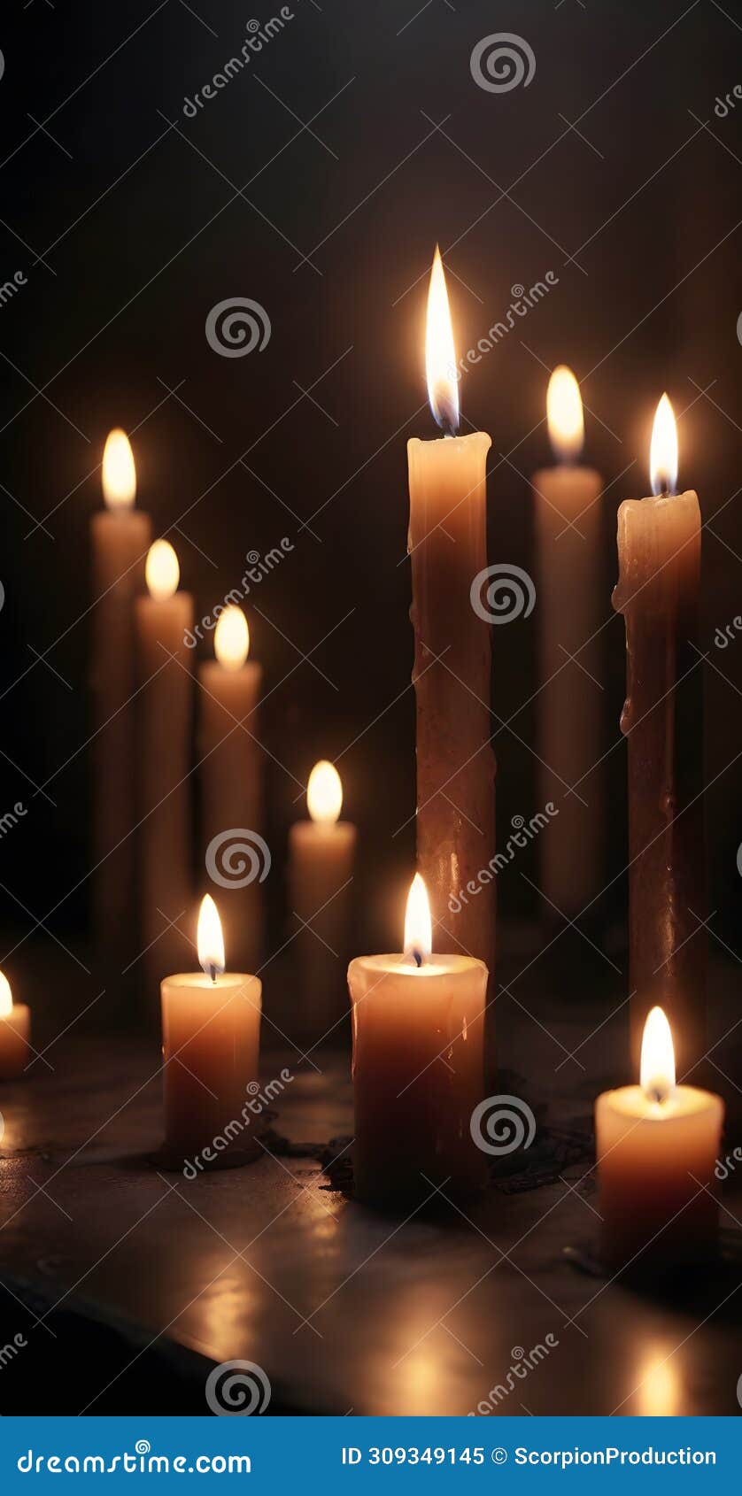 Soft Candlelight Glow in a Dark Room Stock Image - Image of reflection ...