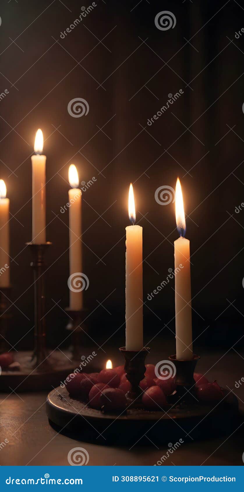 Soft Candlelight Glow in a Dark Room Stock Image - Image of ...