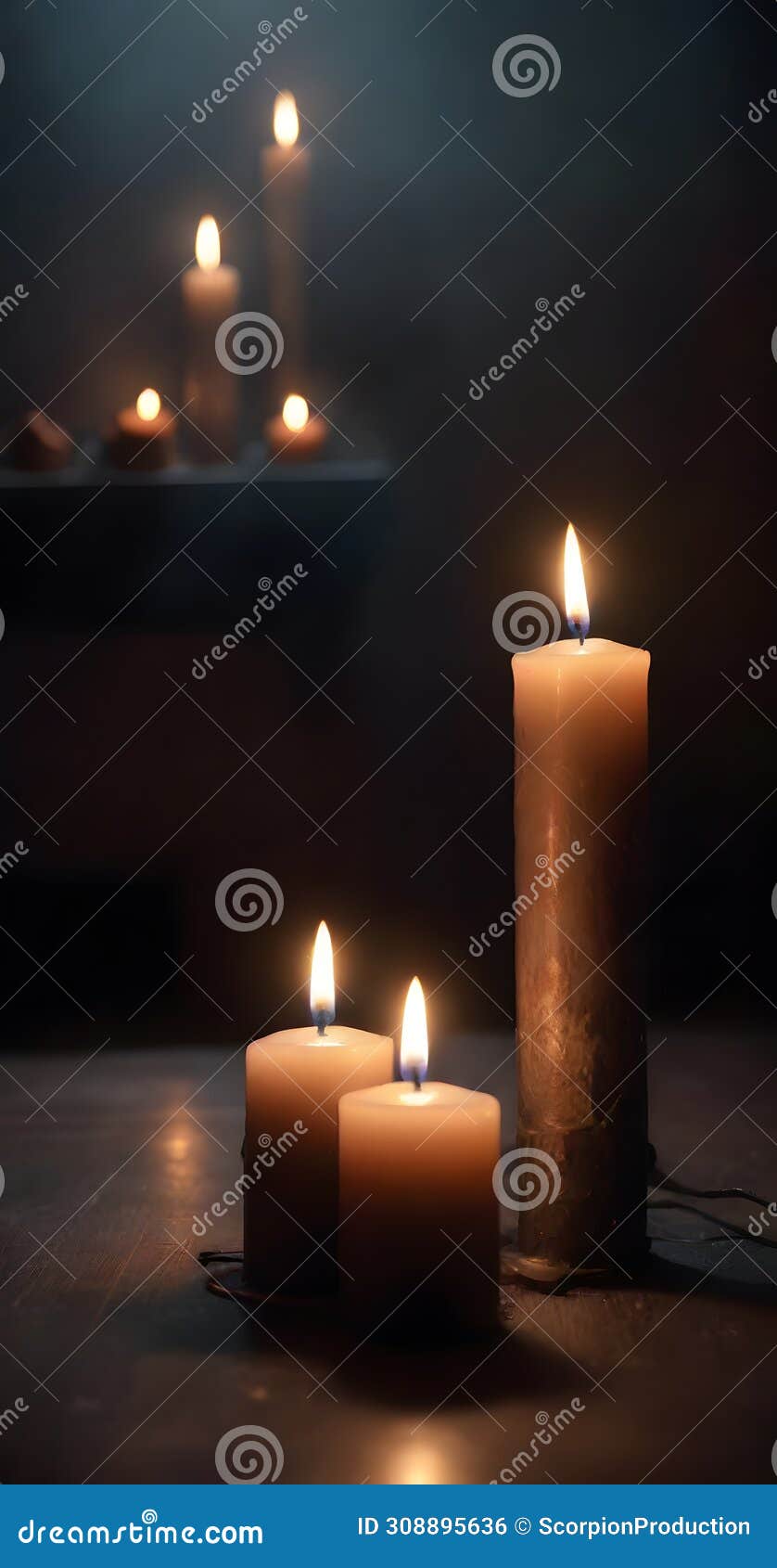 Soft Candlelight Glow in a Dark Room Stock Photo - Image of multitude ...