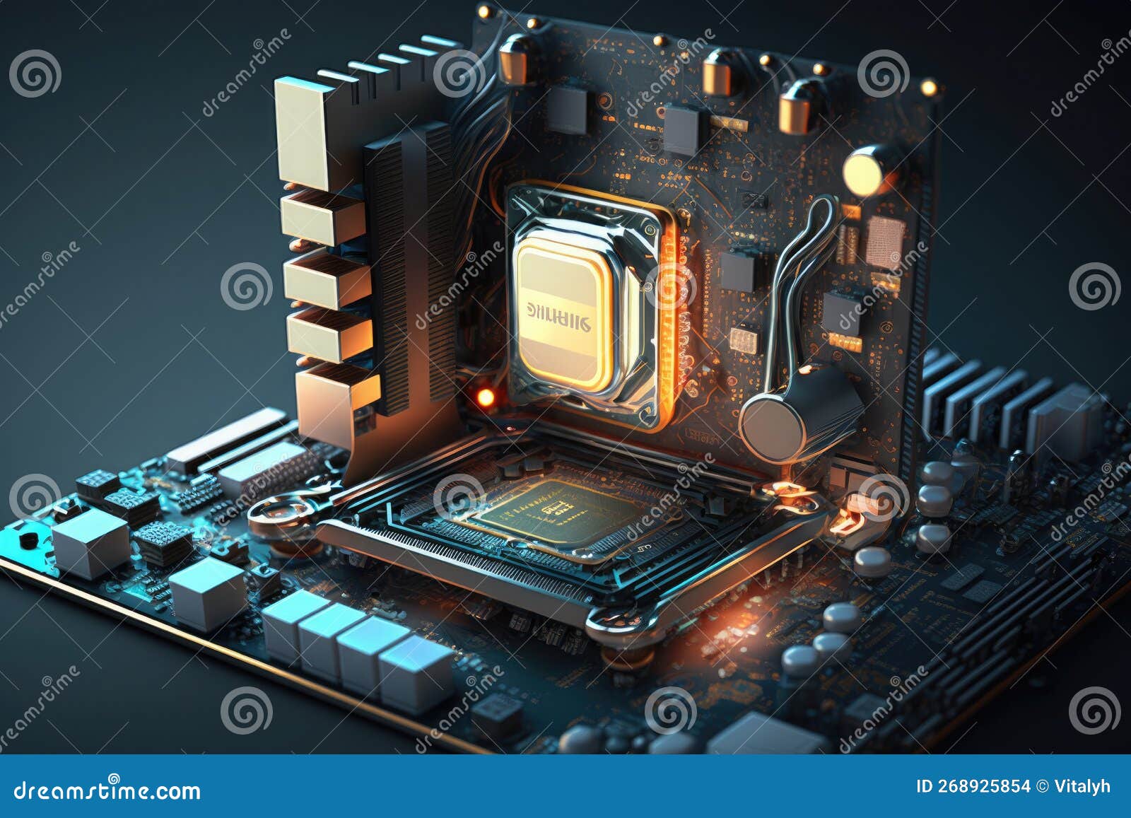 Soft Lighting Motherboard with Big CPU, Generative AI Technology ...