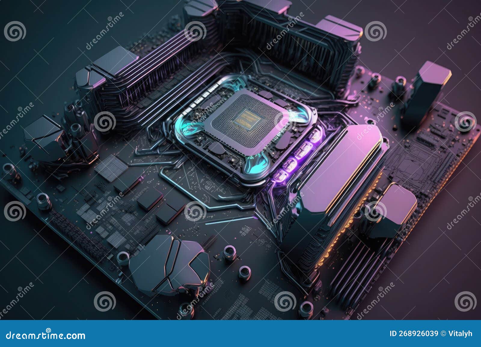 Soft Lighting Motherboard with Big CPU, Generative AI Technology ...