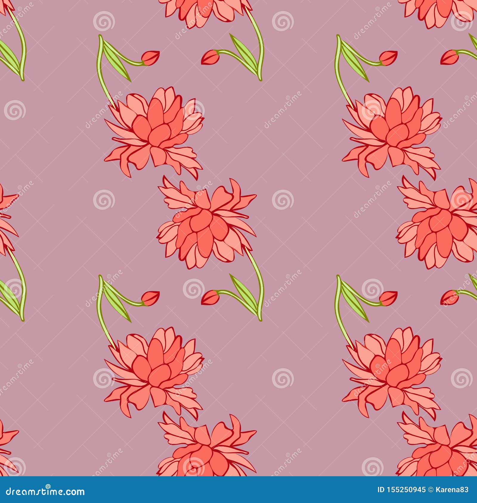Soft Mauve Floral Seamless Repeat Pattern Vector Background Stock ...