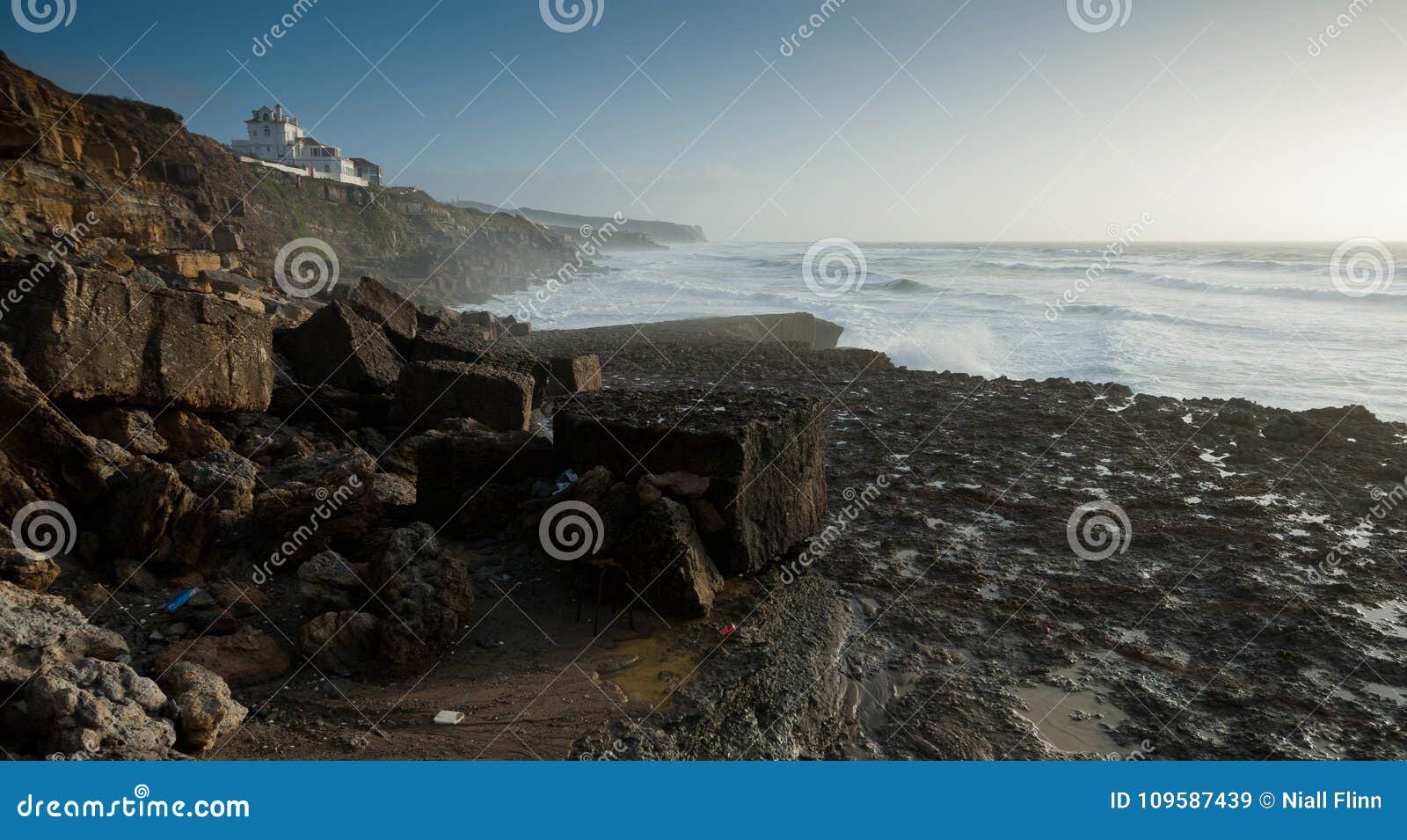 Crumbling Cliffs, Portugal stock image. Image of erode - 109587439