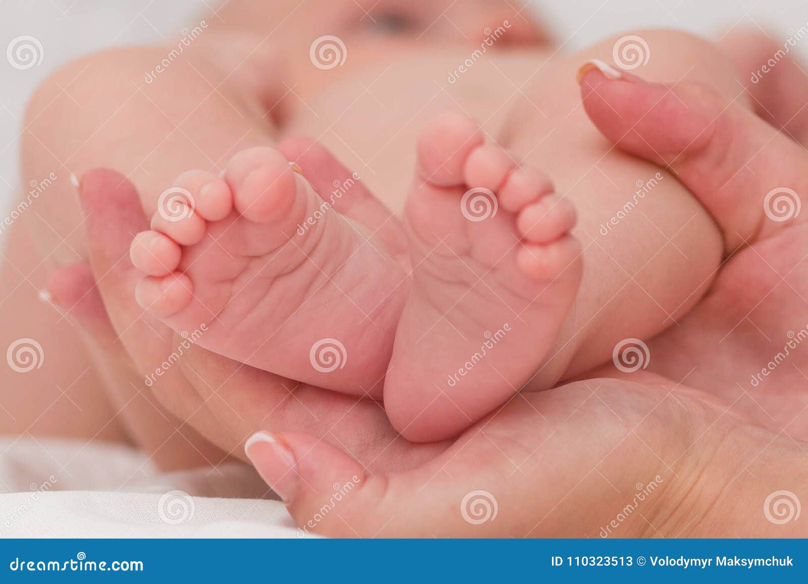 Soft Newborn Baby Legs on a White Background Stock Image - Image of ...