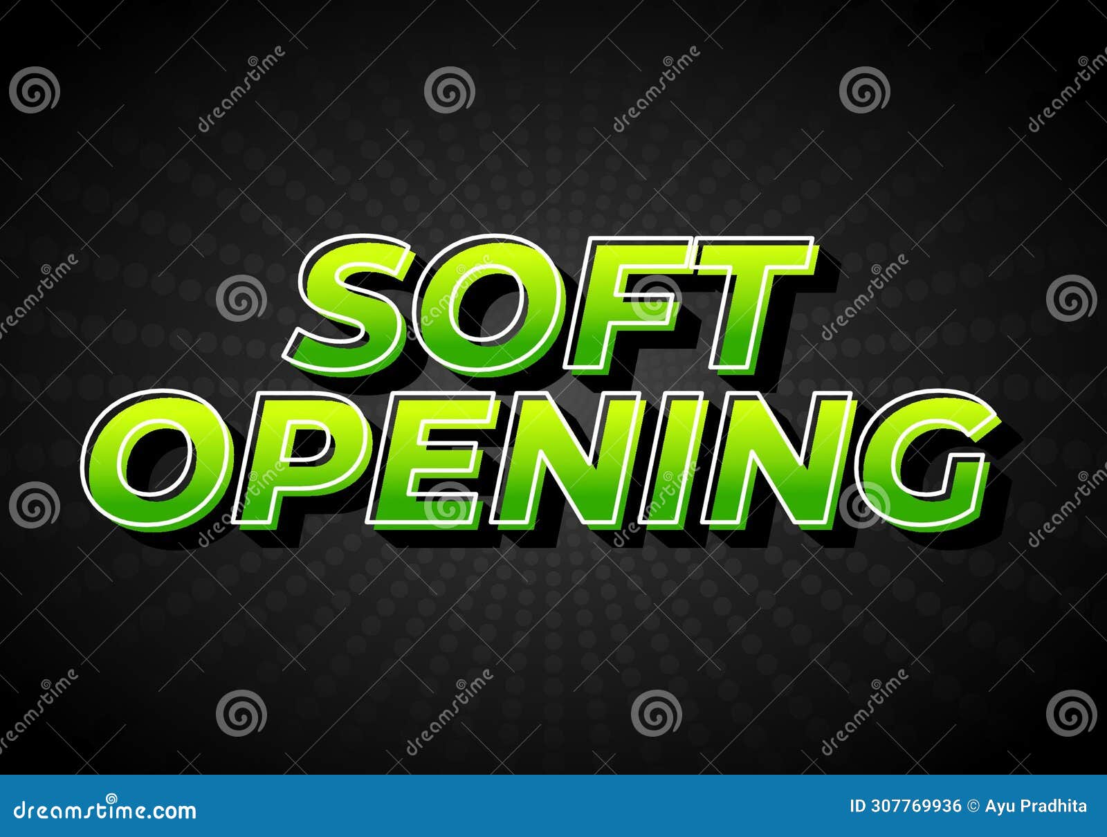 Soft Opening. Text Effect in 3D Look and Eye Catching Colors Stock ...