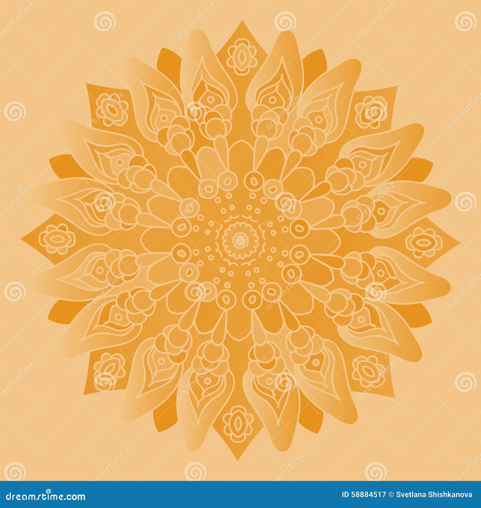 Soft Orange Mandala. Isolated Round Element Stock Vector - Illustration ...