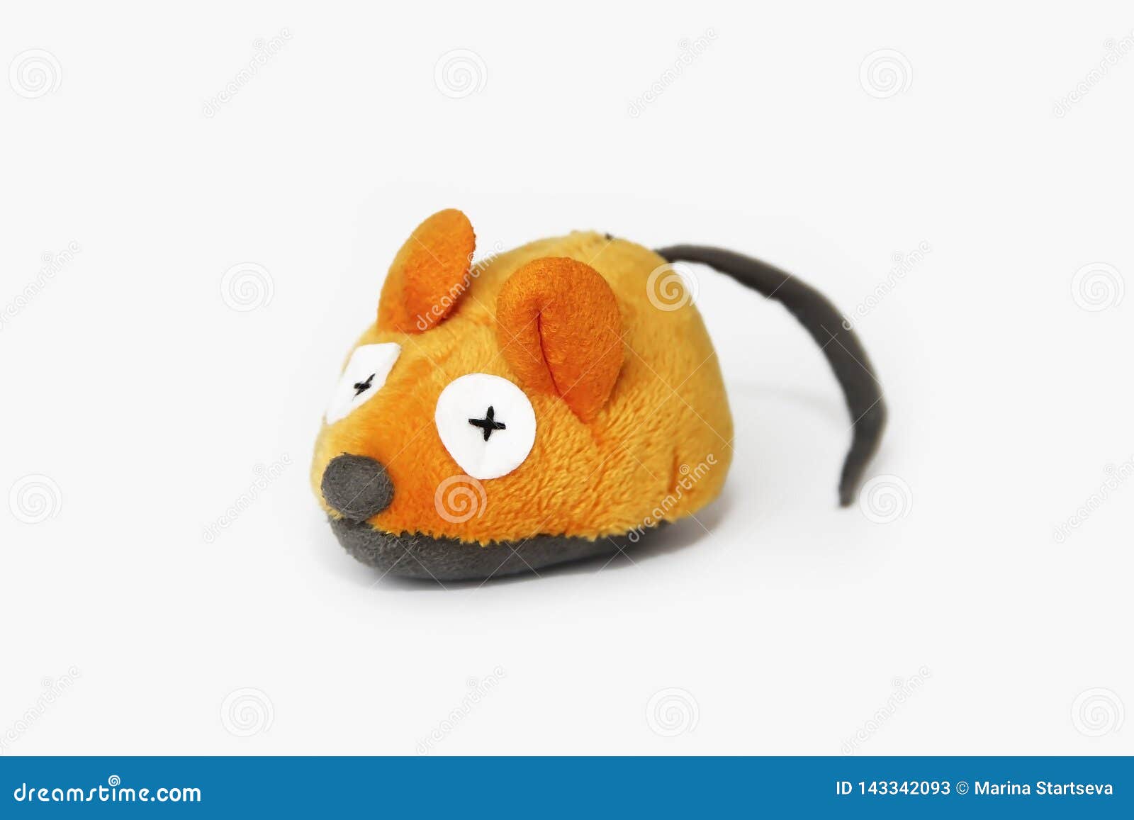 Soft Orange Mouse Toy Made of Artificial Wool, Handmade on a White ...