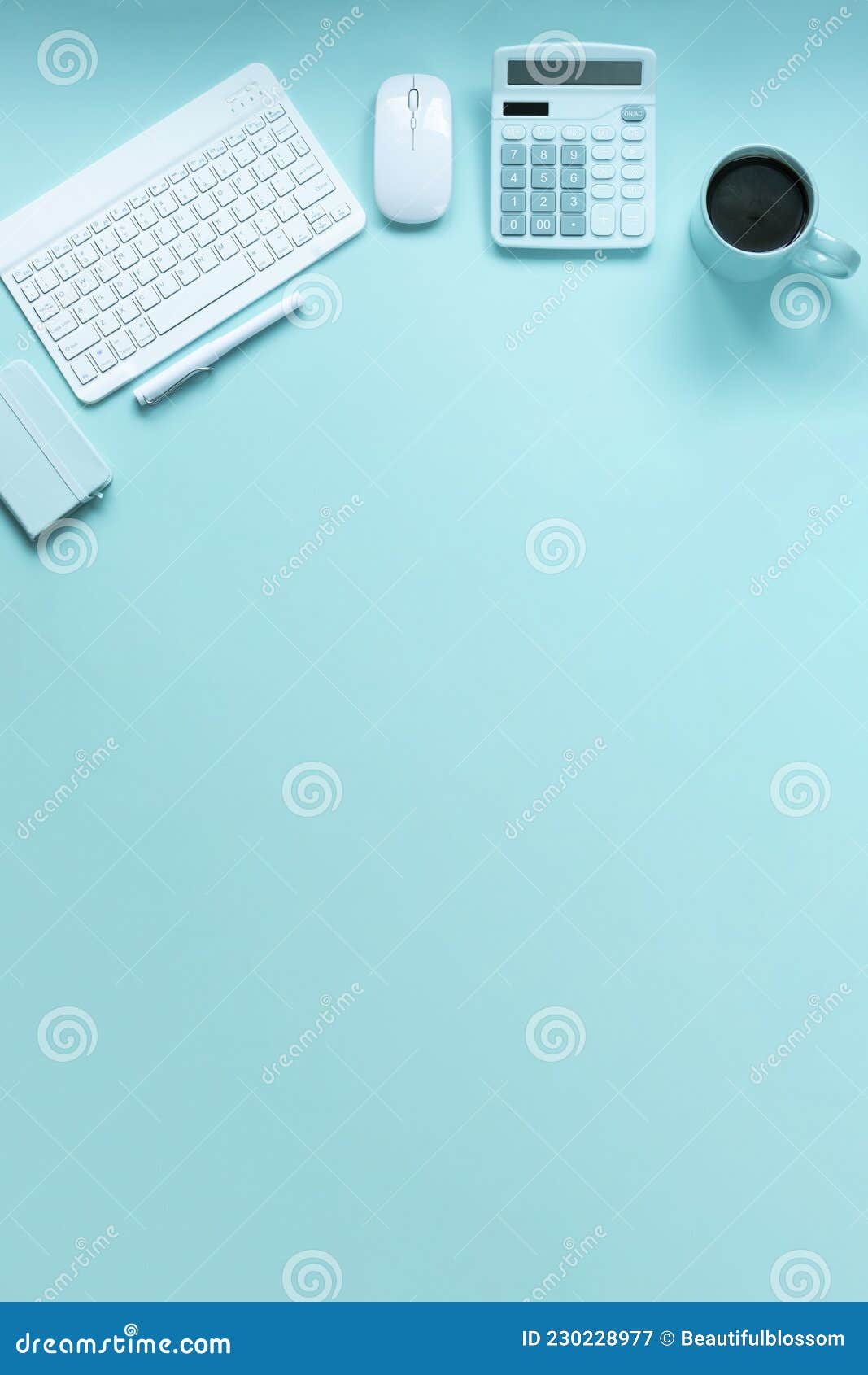 Soft Pastel Blue Theme Desktop Workspace Stock Image - Image of soft ...