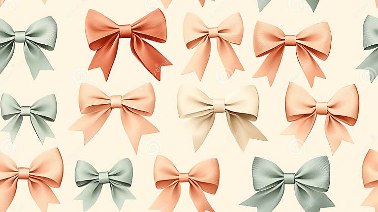 Soft Pastel Colored Bows on Light Background Stock Illustration ...