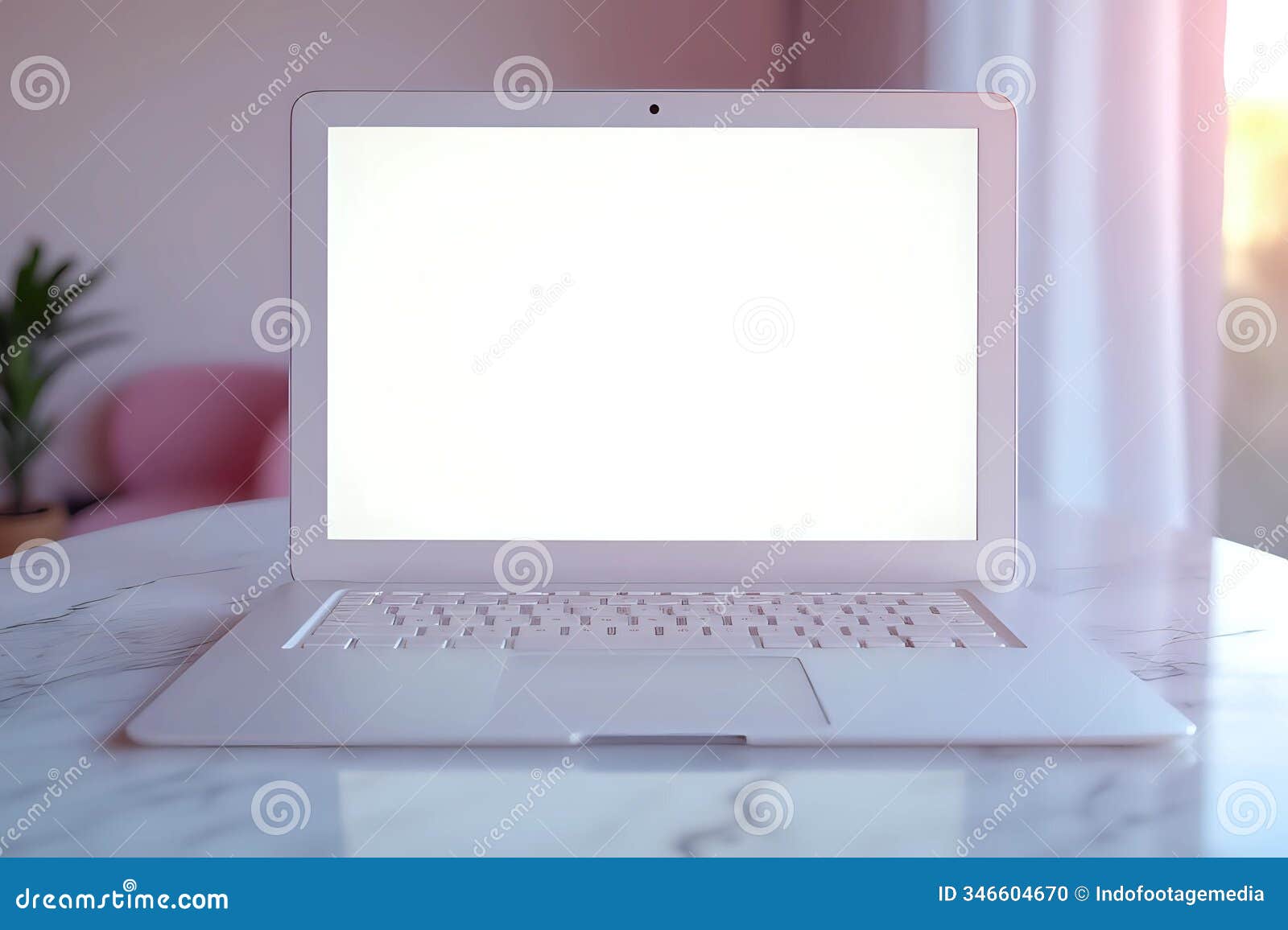 A Soft, Pastel-colored Macro Shot of a Laptop Computer with a Blank ...