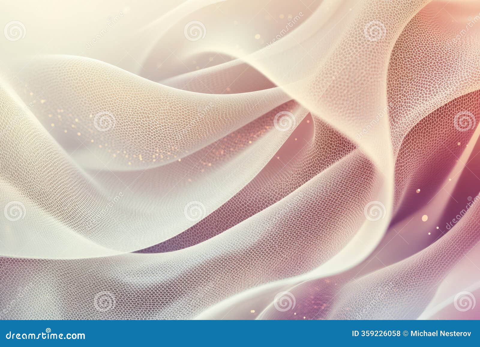 Soft Pastel Colored Mesh Fabric Gently Waving and Sparkling with Small ...