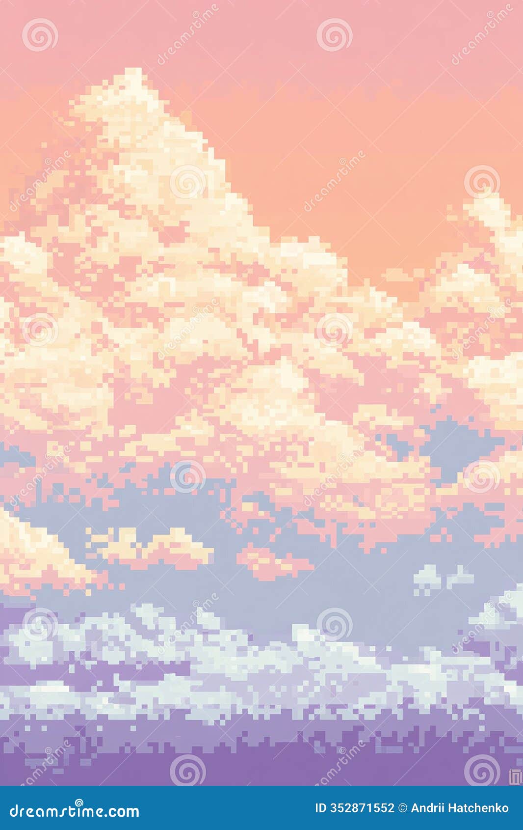 Soft Pastel Gradient in Pixel Format Blending Peach Lavender and Sky ...