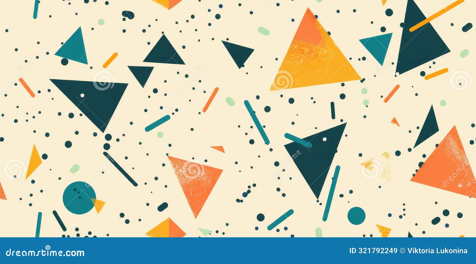 Soft Pastel Memphis Design Pattern with Triangles and Dots Stock ...