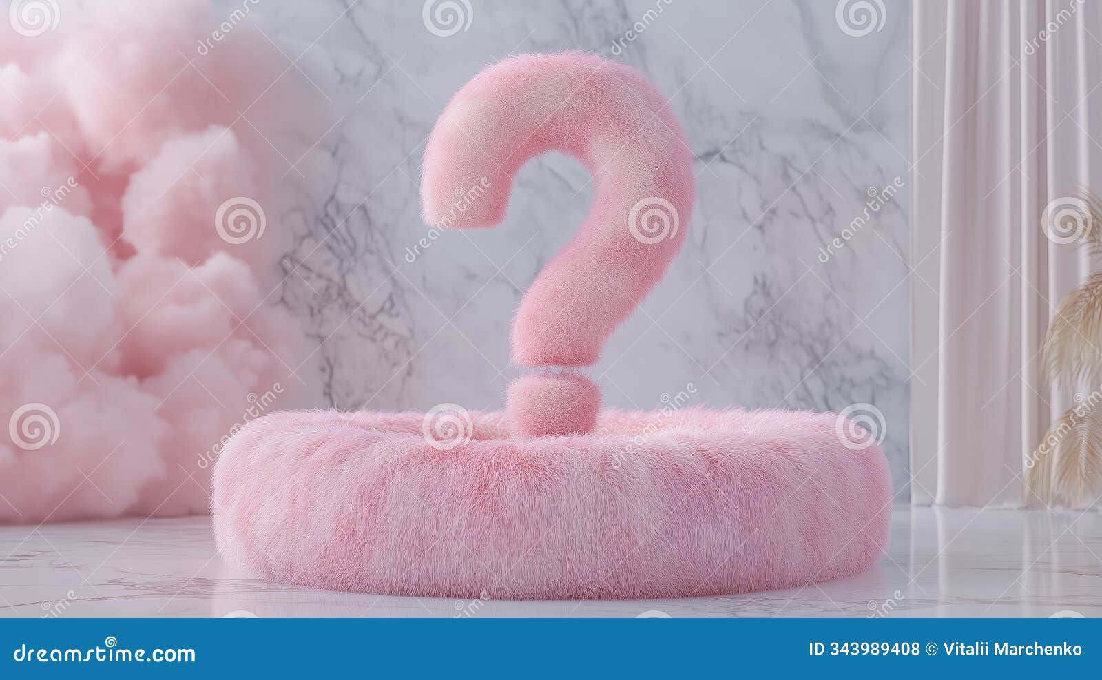 Soft Pastel Pink Question Mark on Minimalist Marble Background for ...