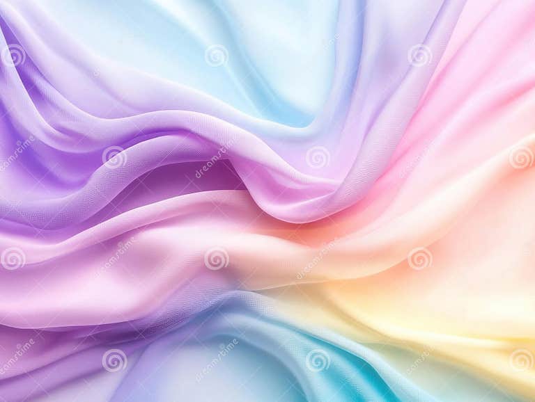Soft Pastel Rainbow Fabric Draped in Delicate Waves Stock Photo - Image ...